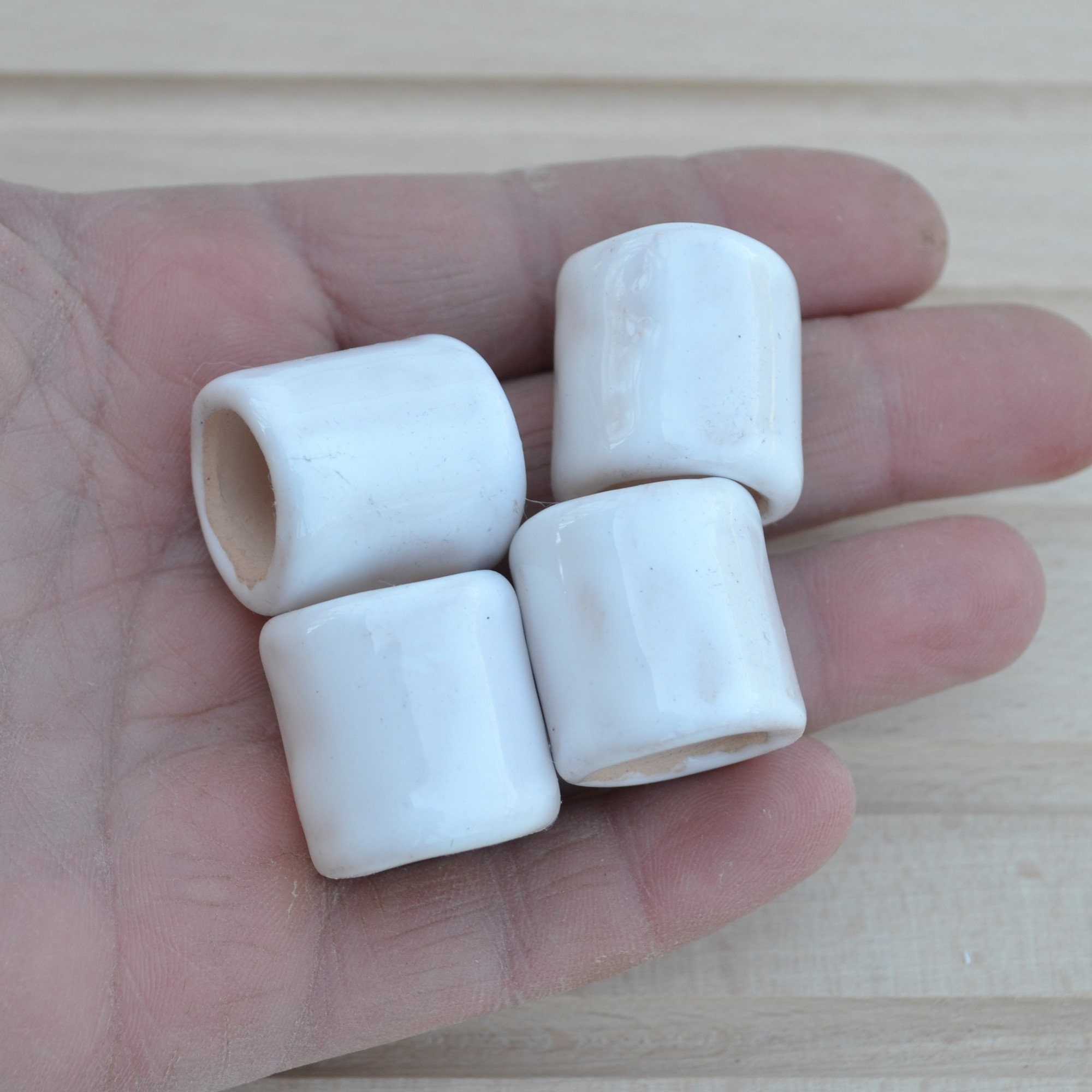 Large Ceramic Beads. 23 Mm X 22 Mm Hole 14 Mm. Set of 4 Tube - Etsy