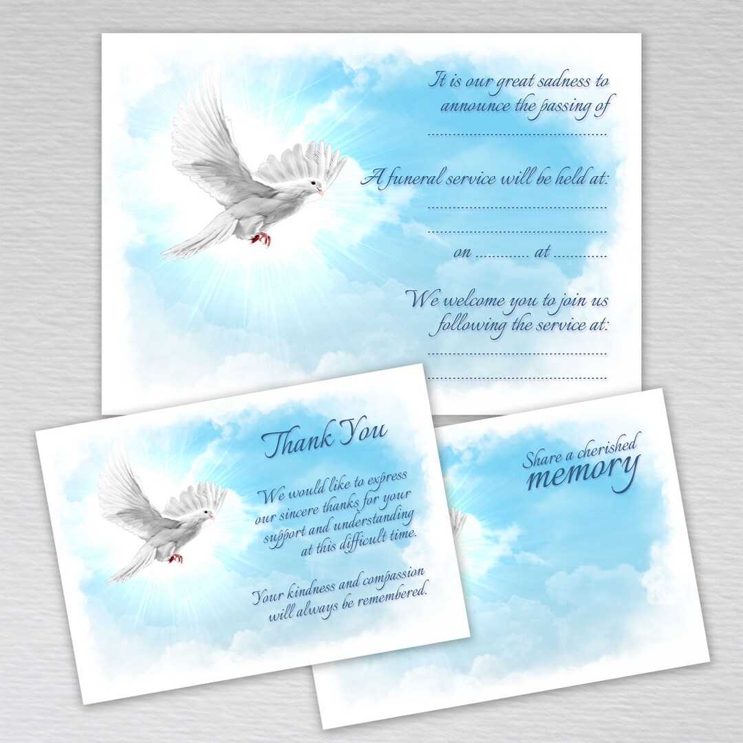 Funeral Invitations Announcement Cards | Funeral Table Favors Favours ...