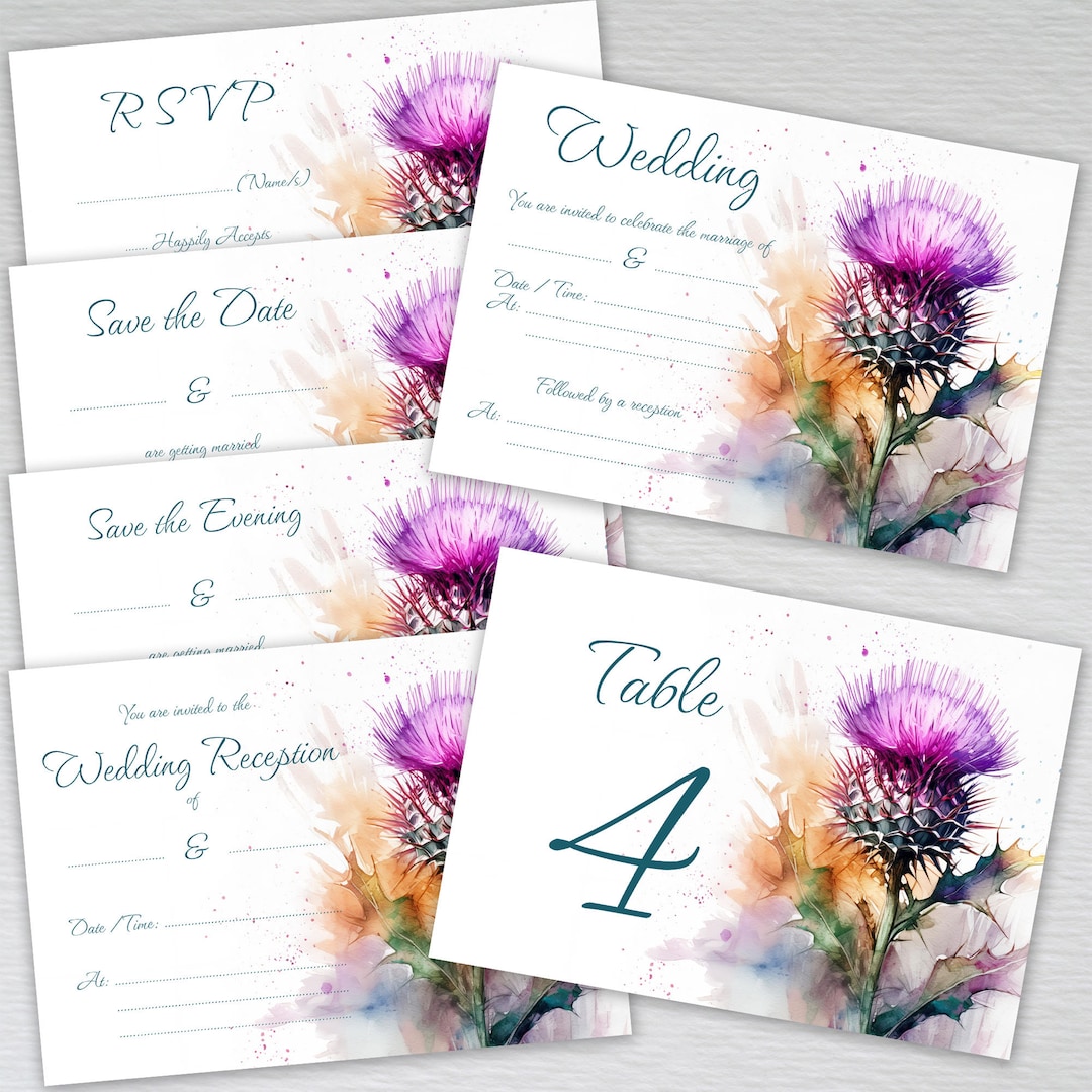 Scottish Wedding Invitation Set | Evening Invites | RSVP Cards | Save ...