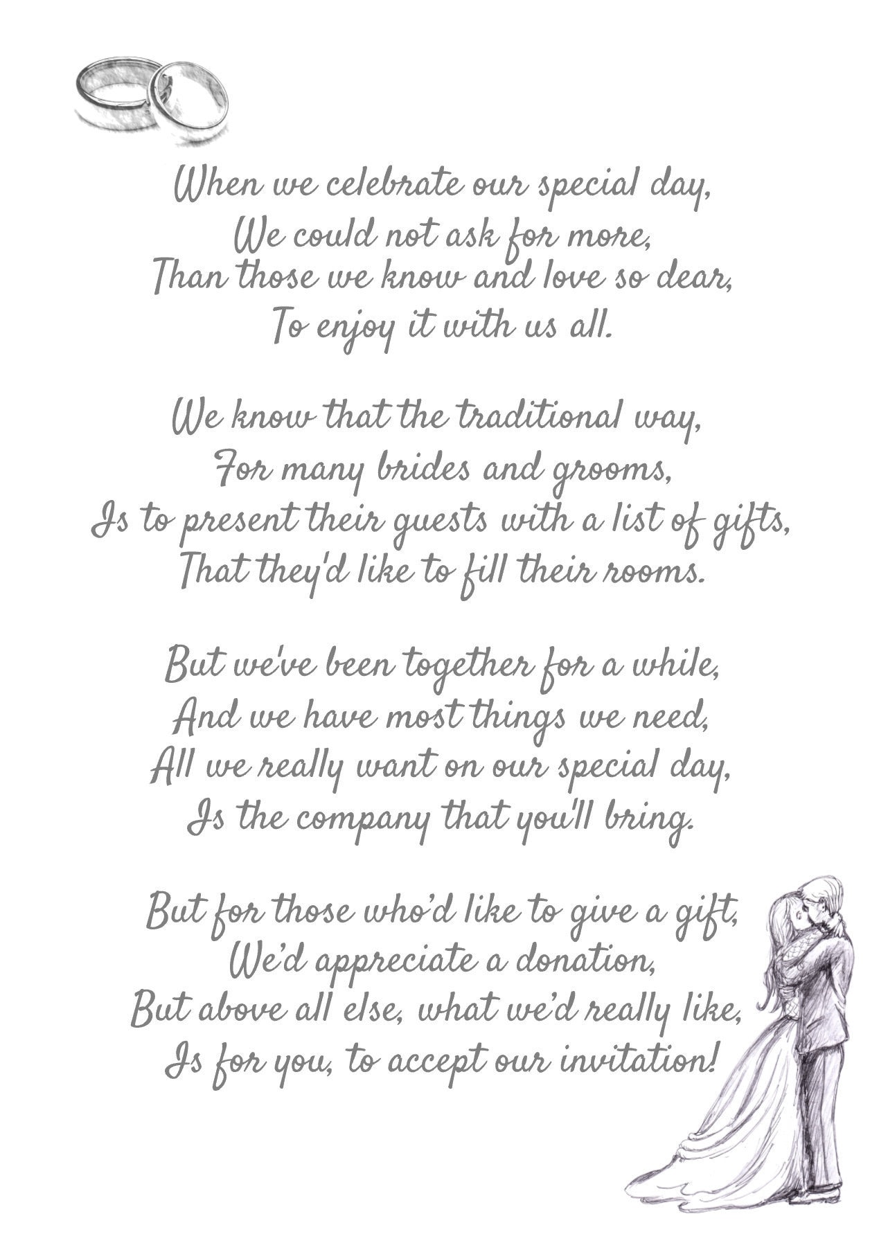 1-100 POEMS A6 Wedding Money Request Poem to Place Inside - Etsy UK