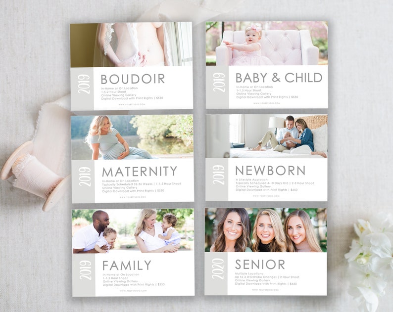 Photography Portrait Session Templates. Newborn. Maternity. Boudoir ...