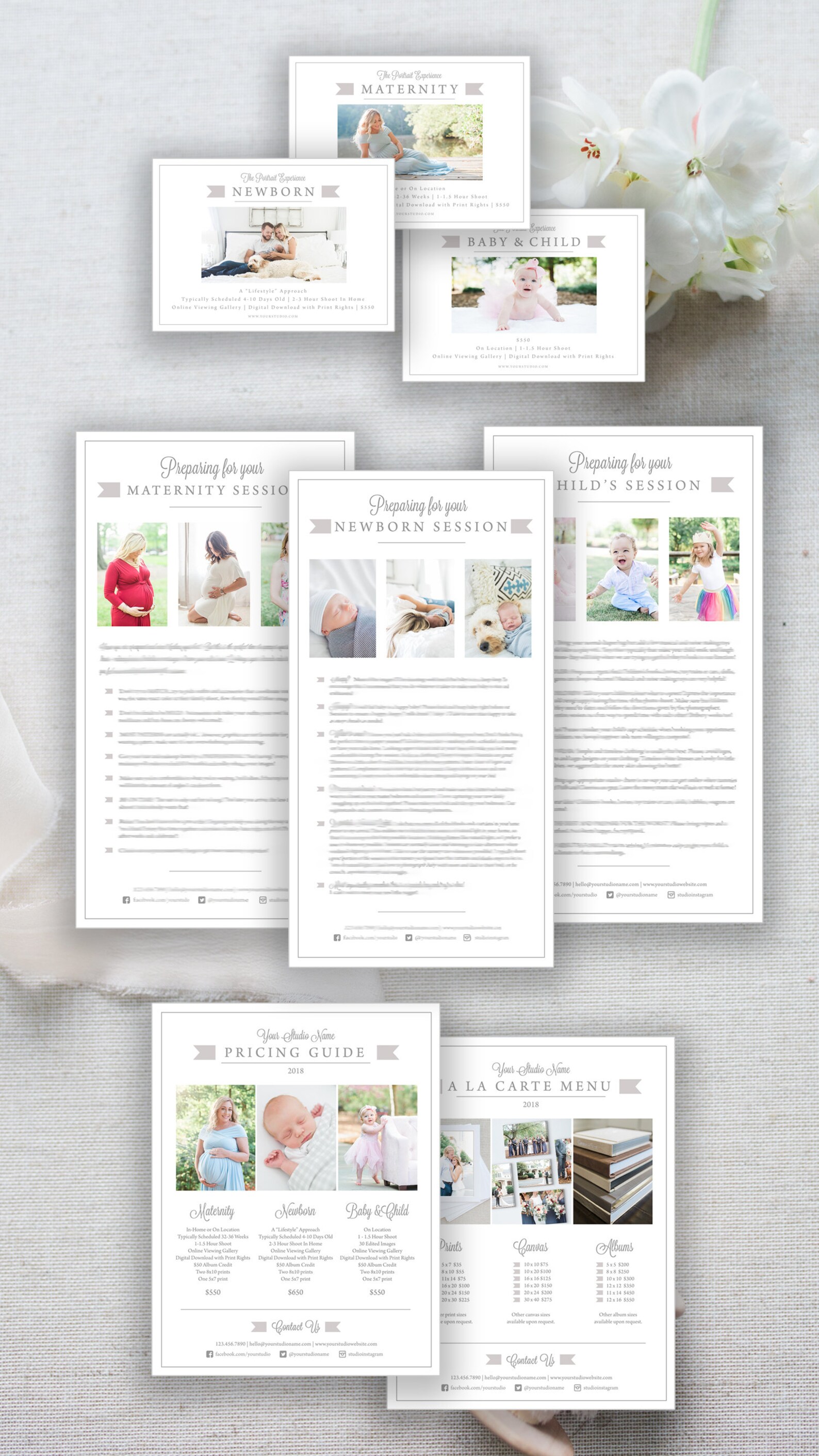 Maternity, Newborn, and Baby & Child Session Template Bundle. Newborn ...