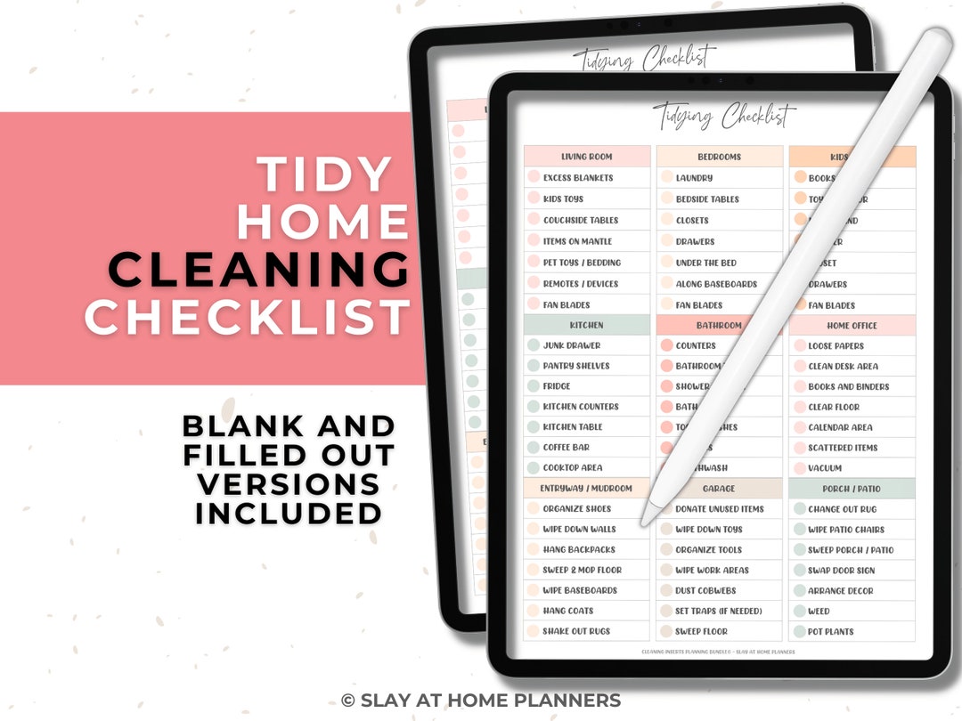 Clean Home Cleaning Checklist | Cleaning Inserts for Digital Planners ...