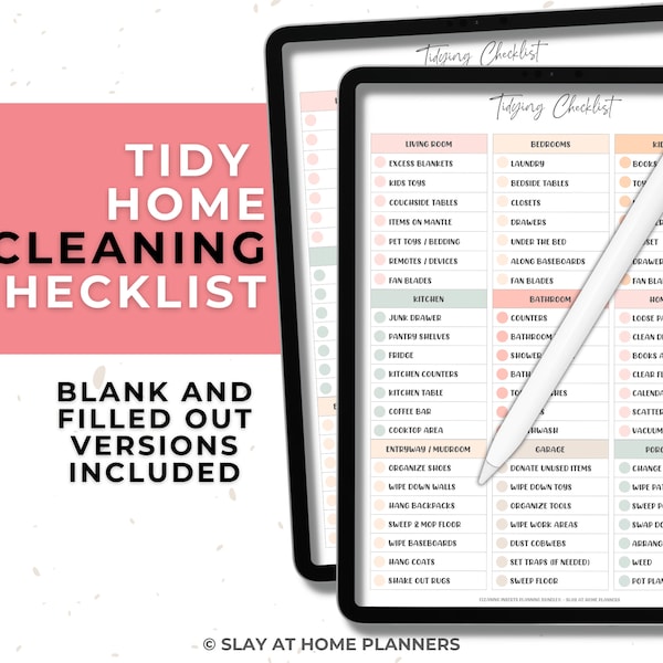 Clean Home Cleaning Checklist Cleaning Inserts for Digital Planners ...