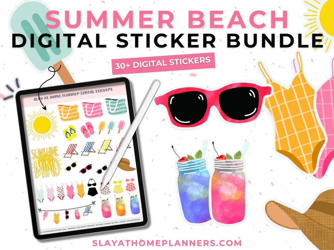 Summer Beach Digital Sticker Bundle | Digital Stickers for Goodnotes ...