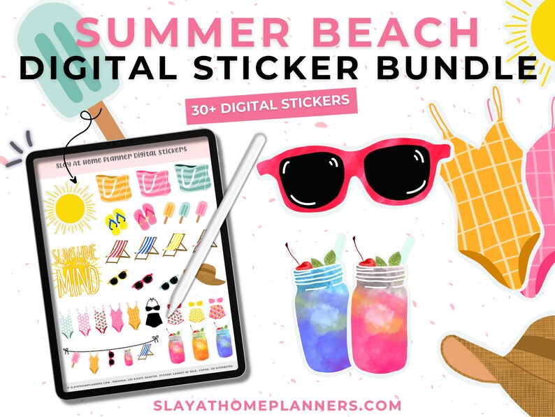 Summer Beach Digital Sticker Bundle | Digital Stickers for Goodnotes ...