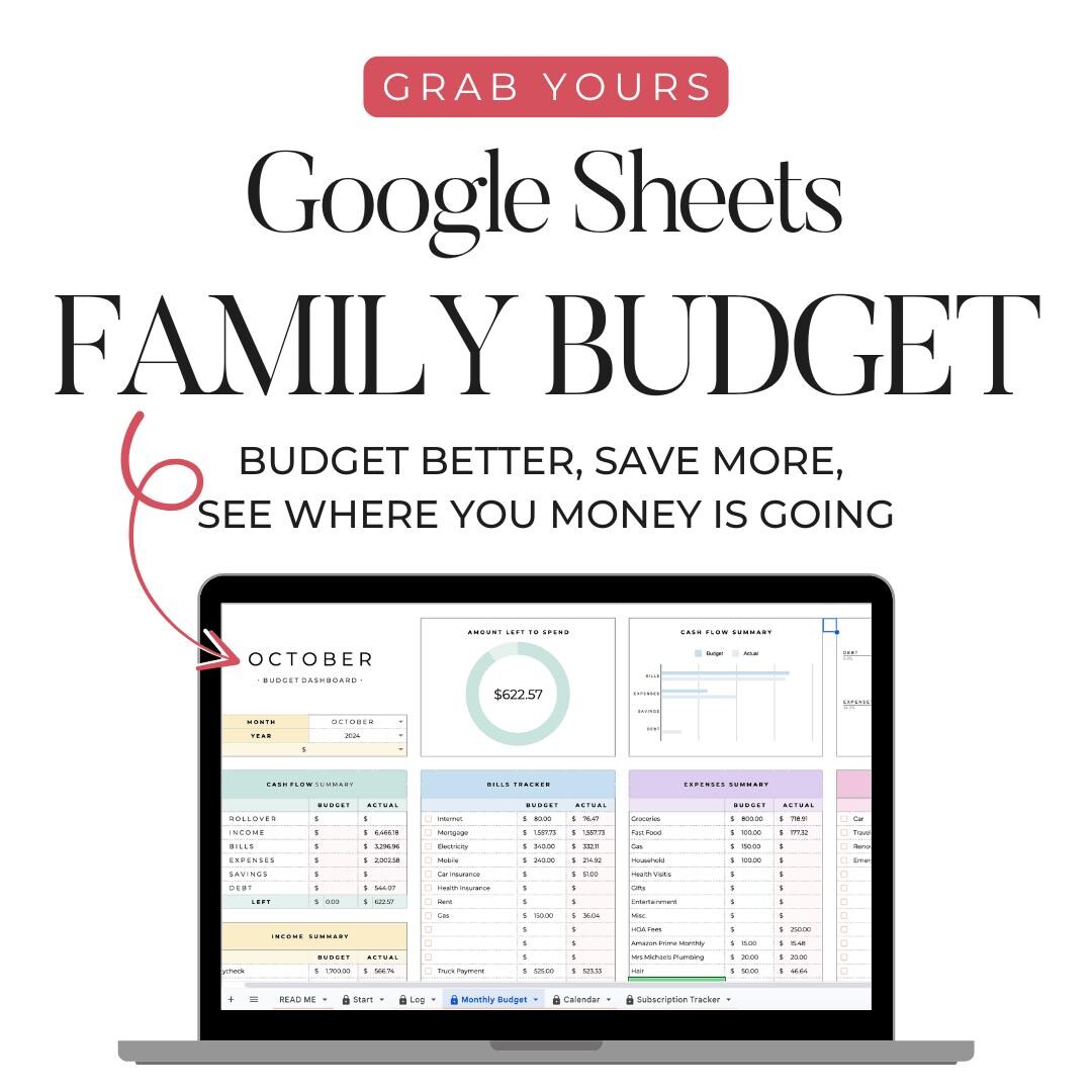 Monthly Family Budget | Budgeting Template Google Sheets Template ...