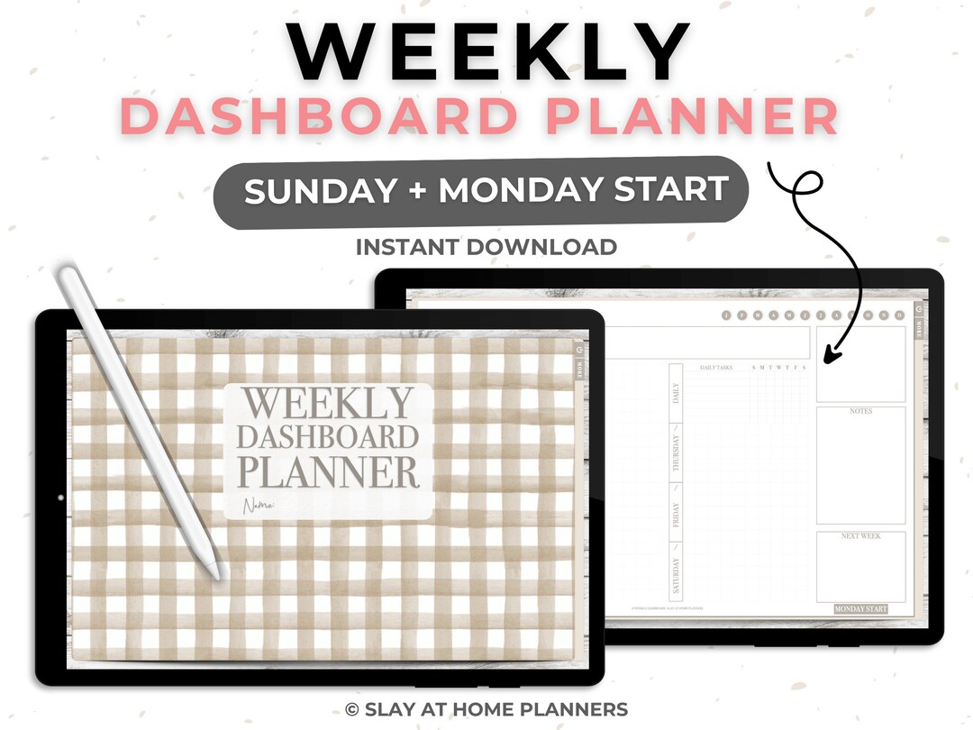 Weekly Dashboard Planner Weekly Digital Planner Undated Digital Planner ...