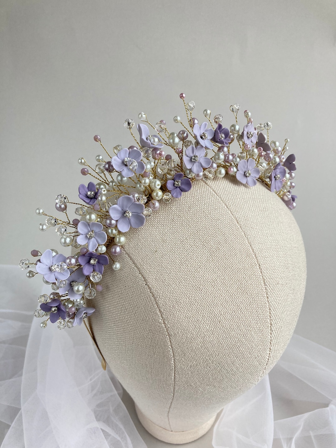Putple Flower Crown Lavender Crown Boho Wedding Purple Flower Tiara ...
