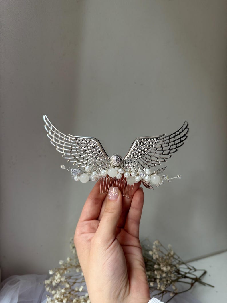 Silver Wings Hair Comb Snitch Magic Wedding Hair Piece Extra Large ...