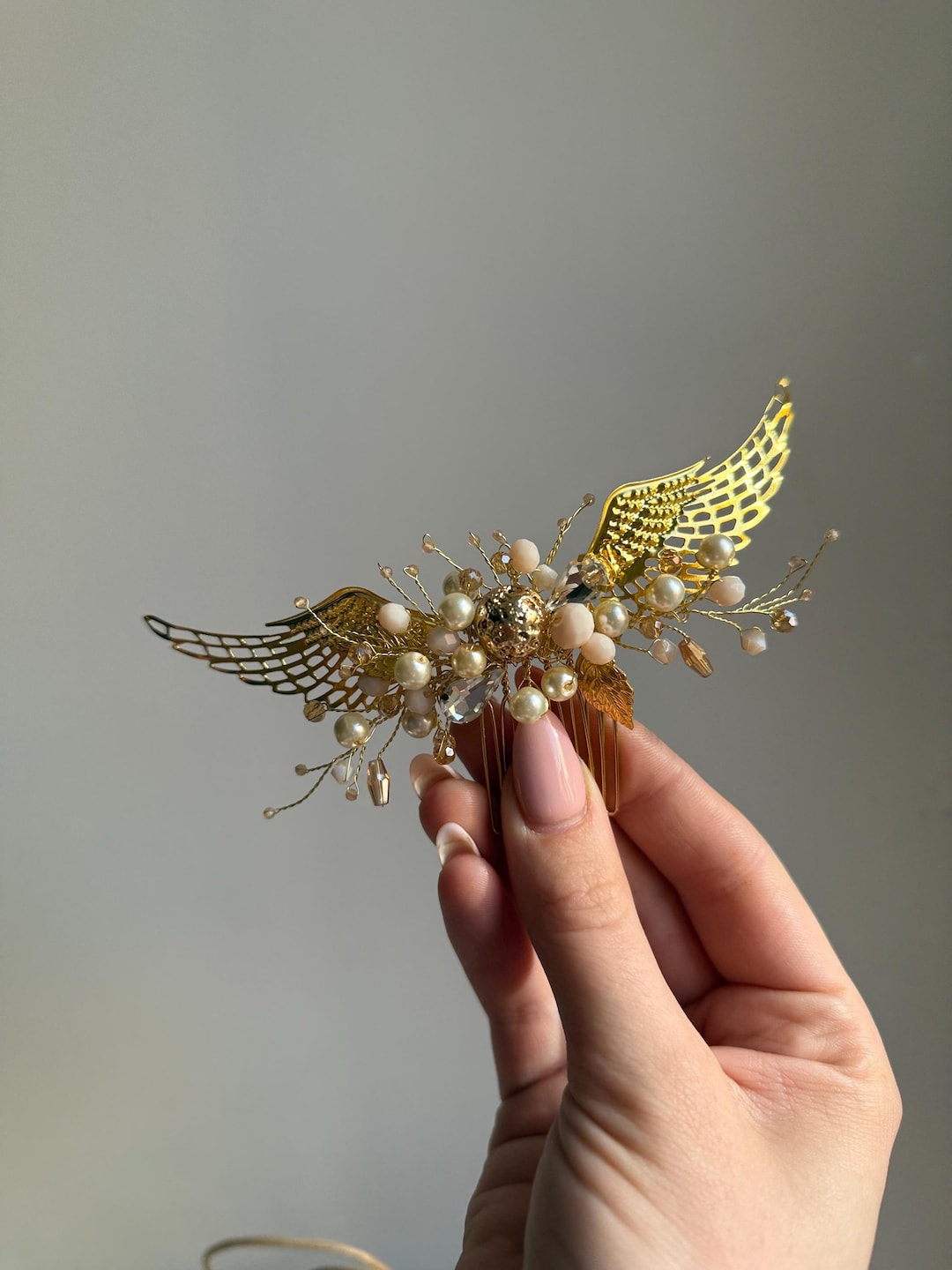 Gold Wings Snitch Hair Comb Magical Golden Headpiece Bridal Mistery ...
