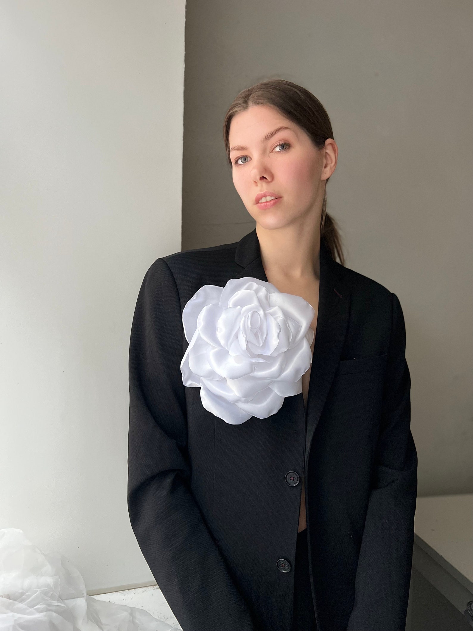 Extra Large White Flower Brooch Oversized Rose Brooches for Women ...