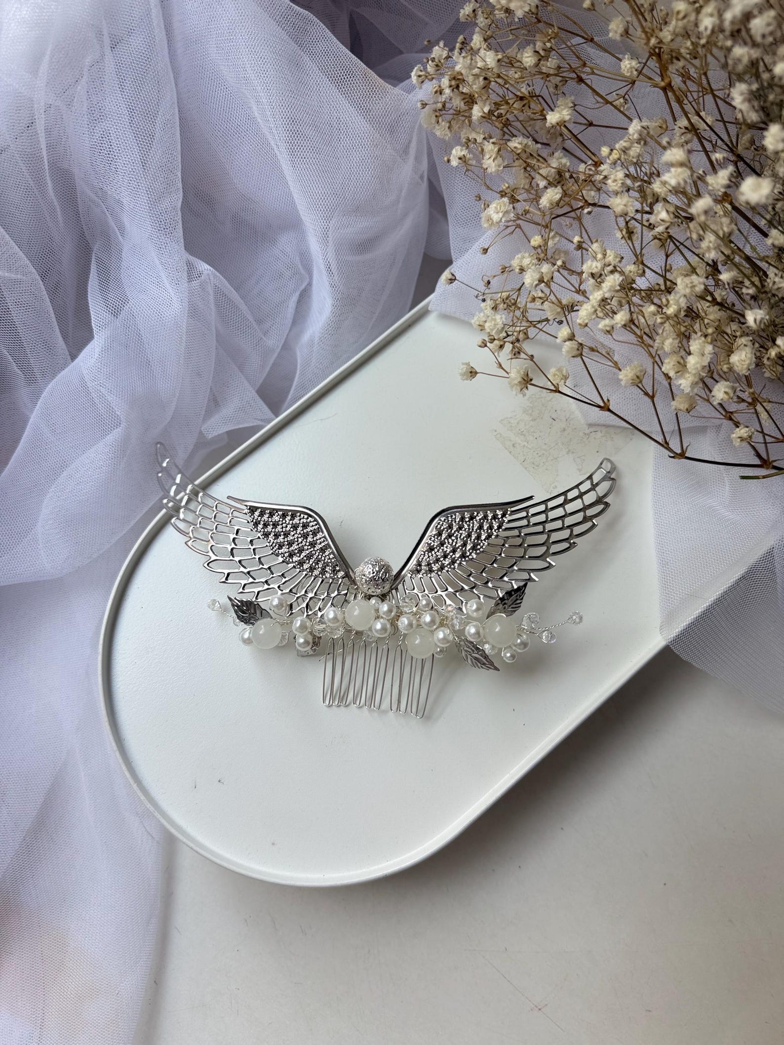 Silver Wings Hair Comb Snitch Magic Wedding Hair Piece Extra Large ...