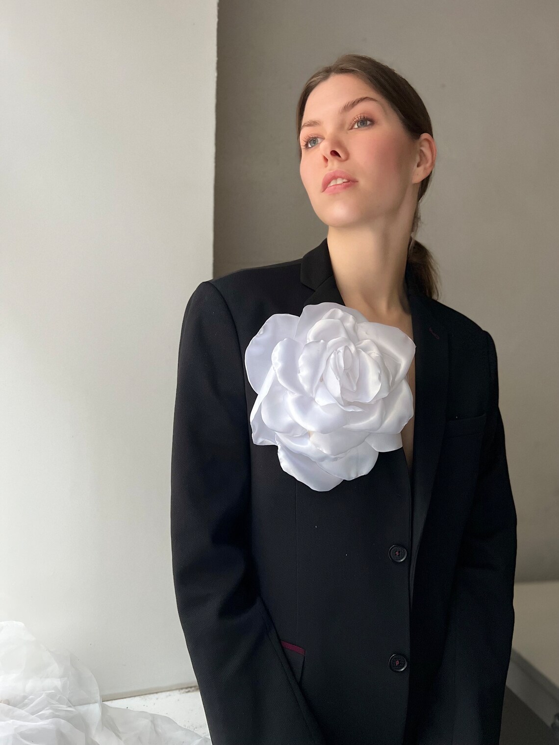 Extra Large White Flower Brooch Oversized Rose Brooches for Women ...