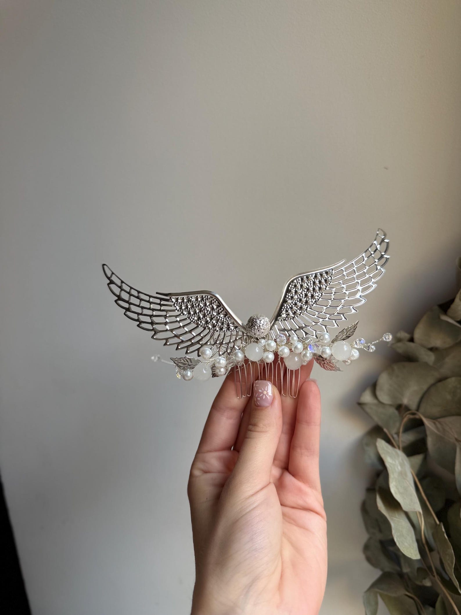 Silver Wings Hair Comb Snitch Magic Wedding Hair Piece Extra Large ...