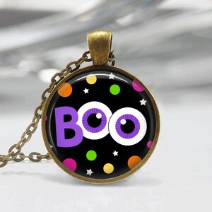Halloween Necklace Halloween Jewelry Boo Jewelry Boo Necklace Glass ...