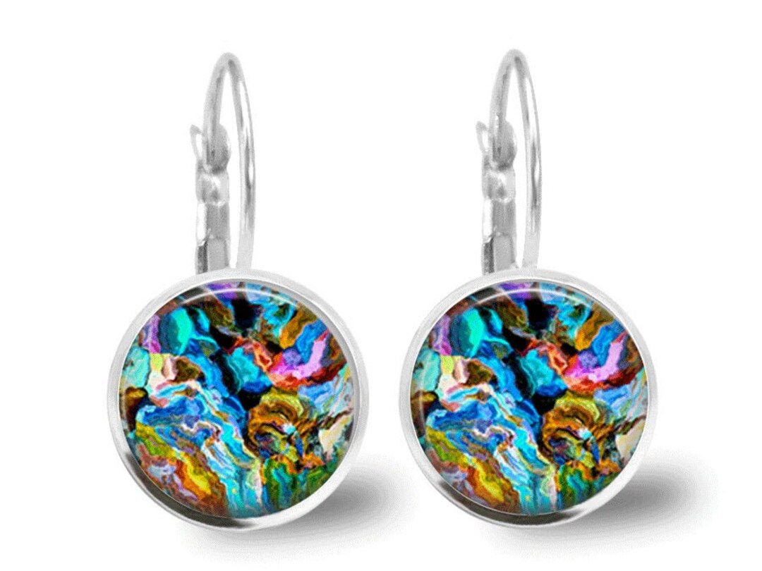 Glass Tile Earrings Glass Tile Jewelry Abstract Earrings Abstract ...