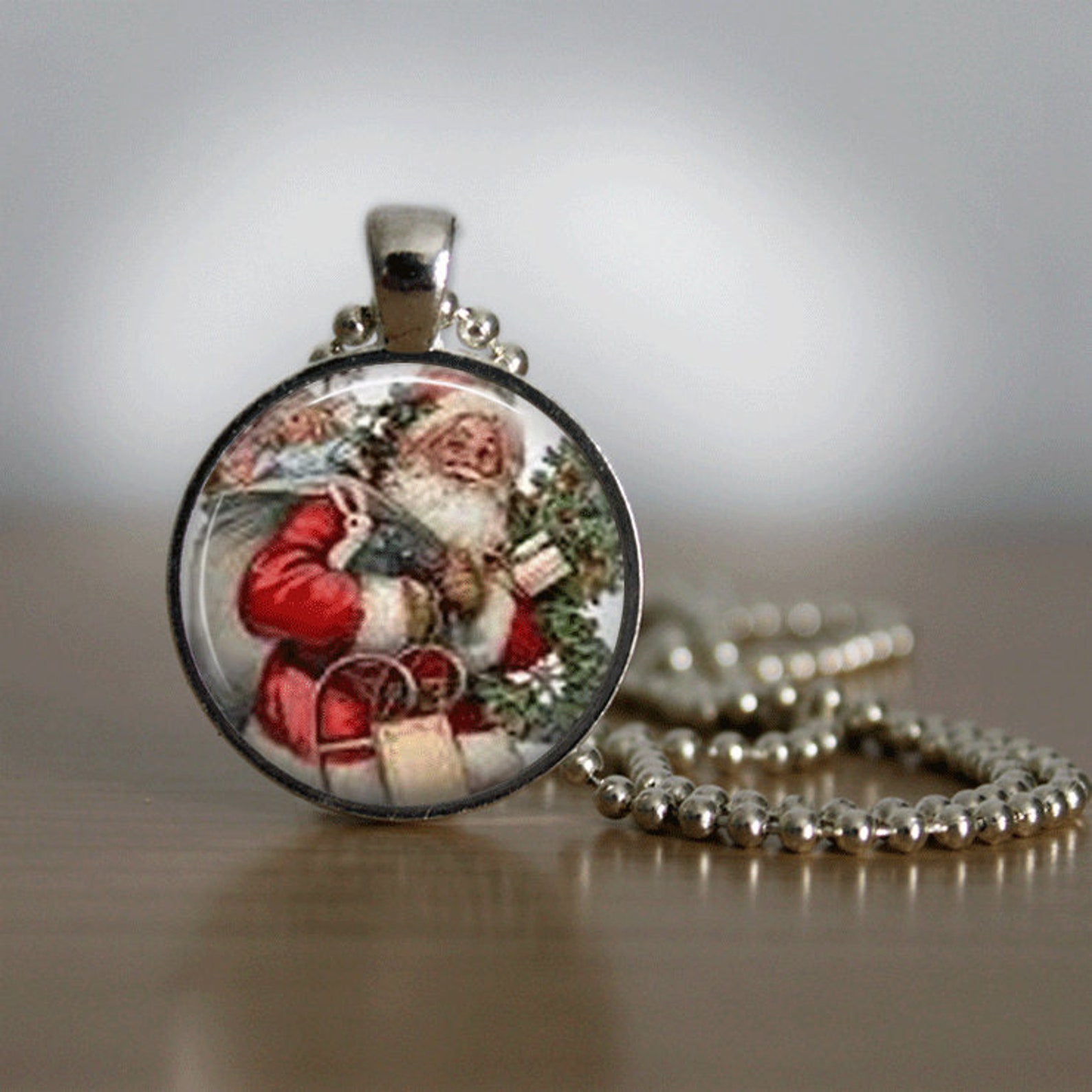 Christmas Necklace Christmas Jewelry Santa Necklace Santa - Etsy
