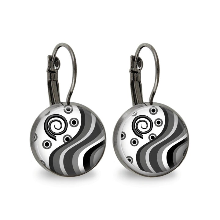 Glass Tile Earrings Glass Tile Jewelry Abstract Earrings - Etsy