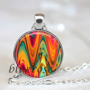 Abstract Art Necklace Glass Tile Necklace Glass Tile Jewelry Orange ...