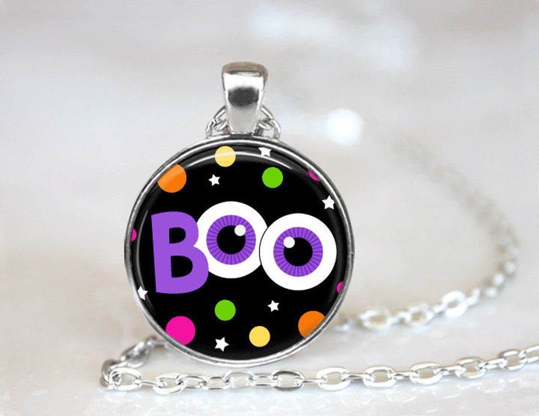 Halloween Necklace Halloween Jewelry Boo Jewelry Boo Necklace Glass ...