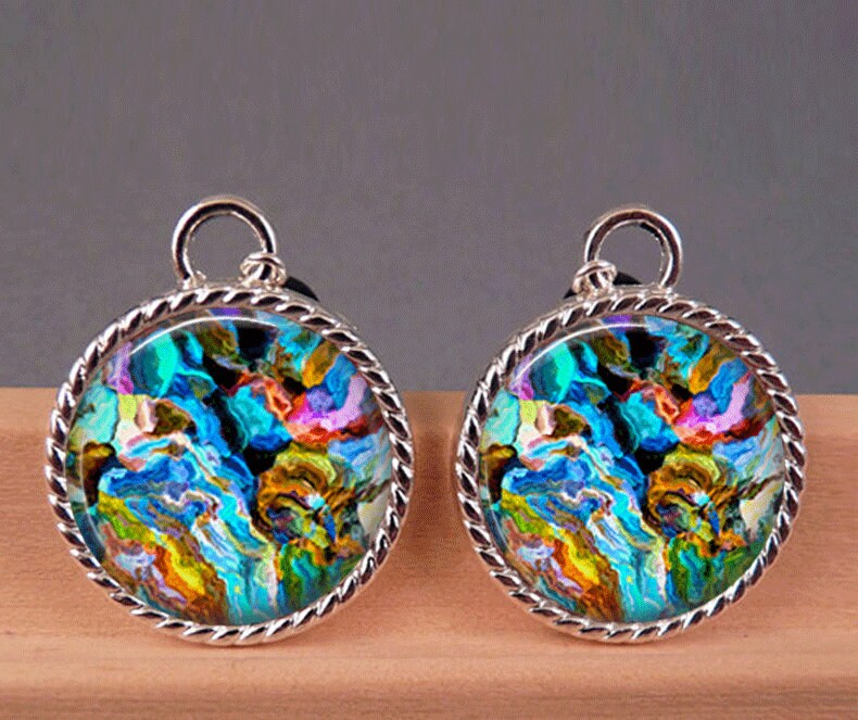 Glass Tile Earrings Glass Tile Jewelry Abstract Earrings | Etsy
