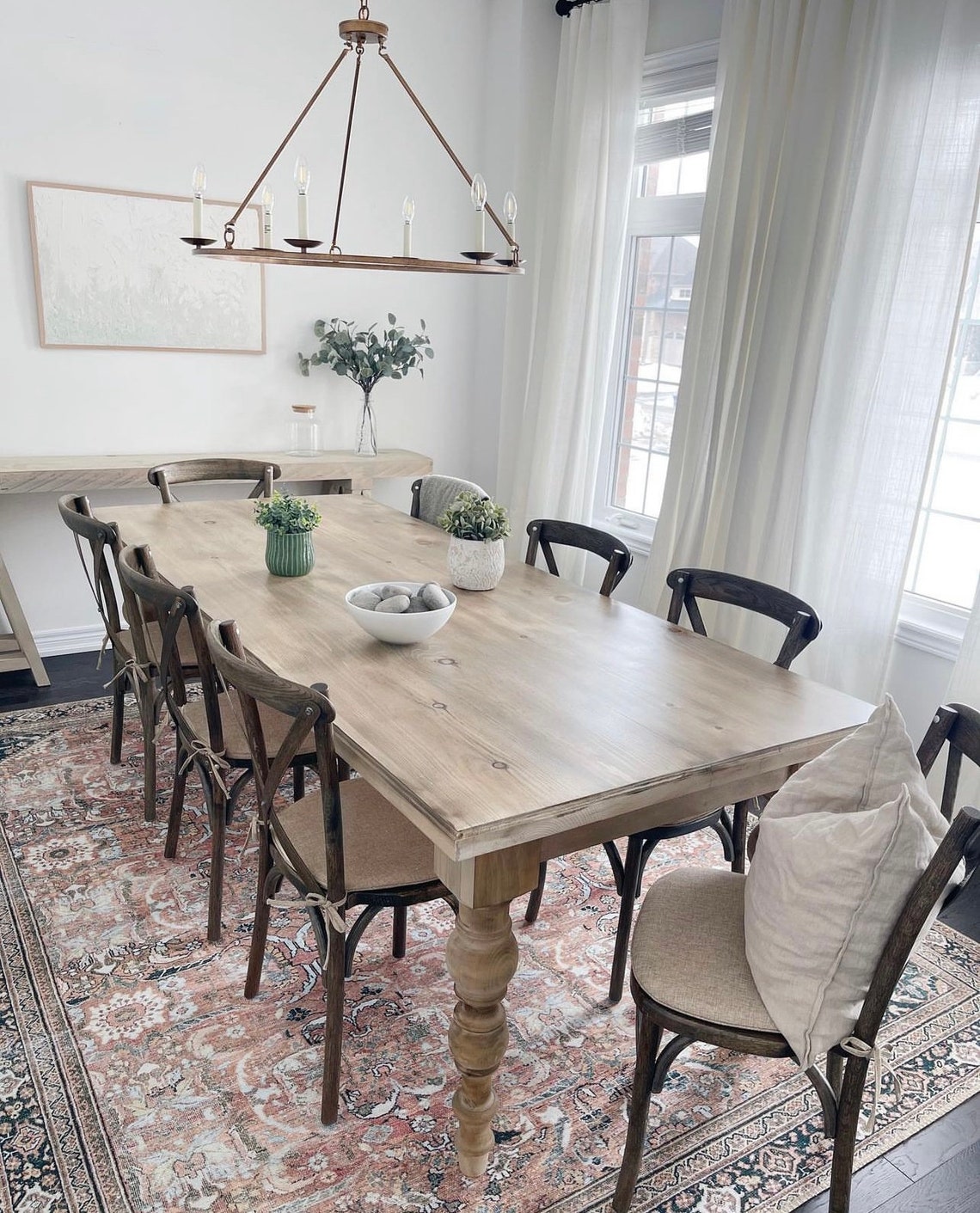 Solid Wood Turned Leg Table - Etsy