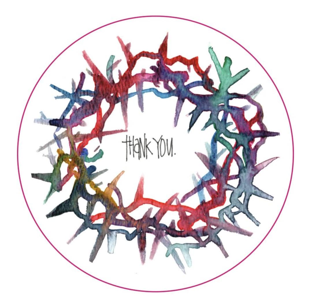 Thank You Thorns Sticker: Round Rainbow Decal - Etsy