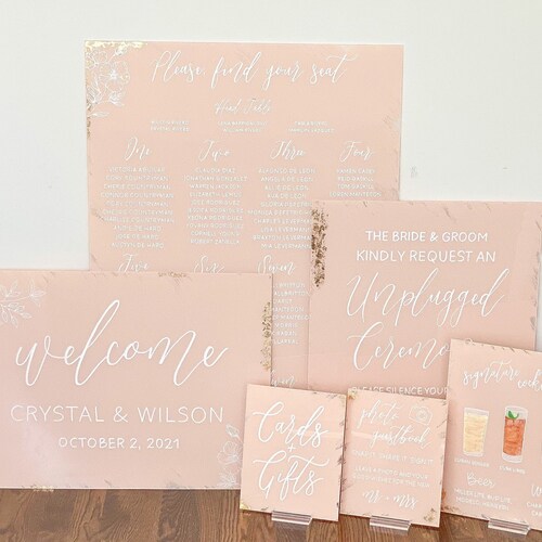 Acrylic Wedding Sign Bundle Wedding Welcome Sign Painted - Etsy