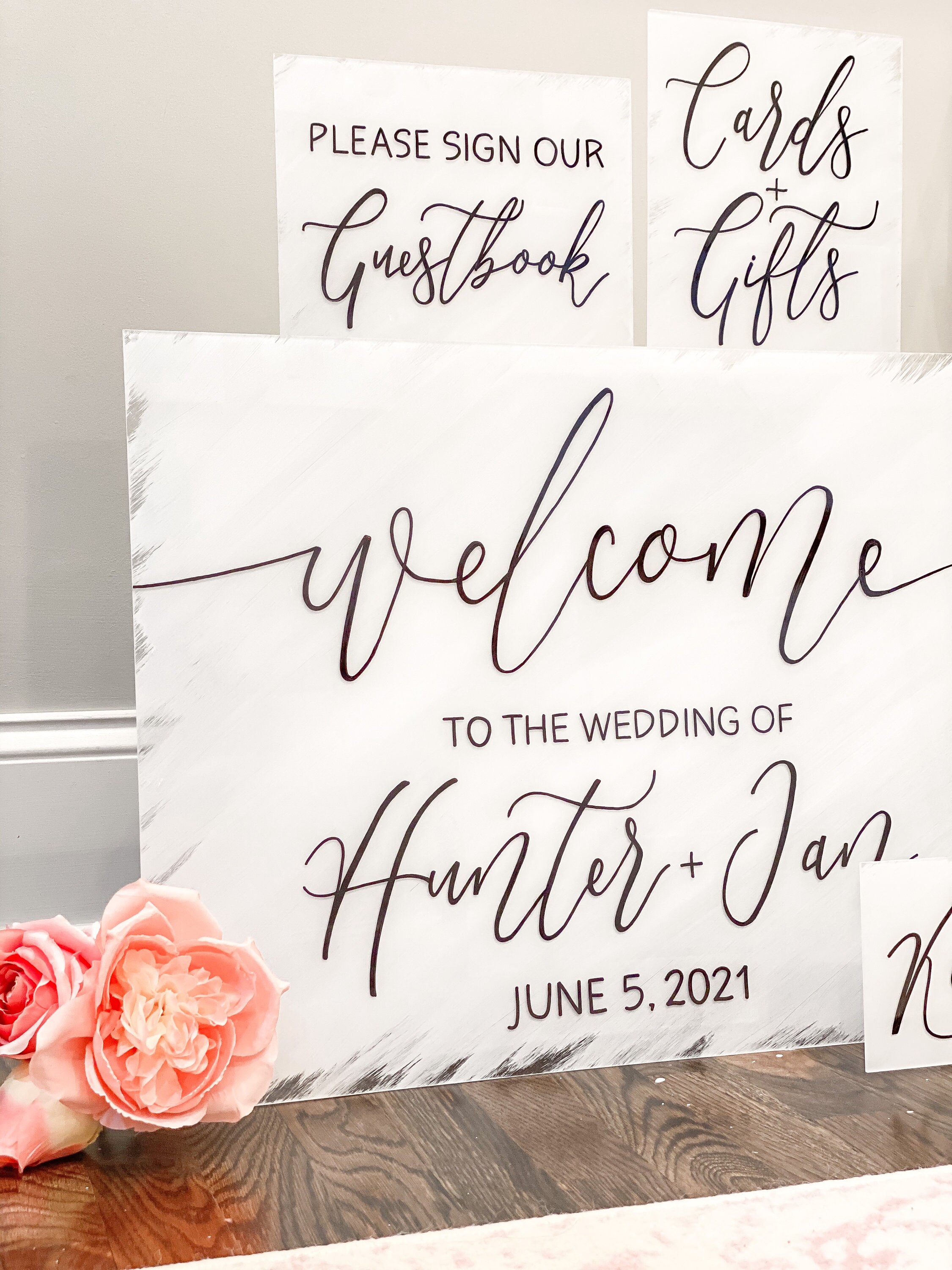 Acrylic Wedding Sign Bundle Wedding Welcome Sign Painted | Etsy