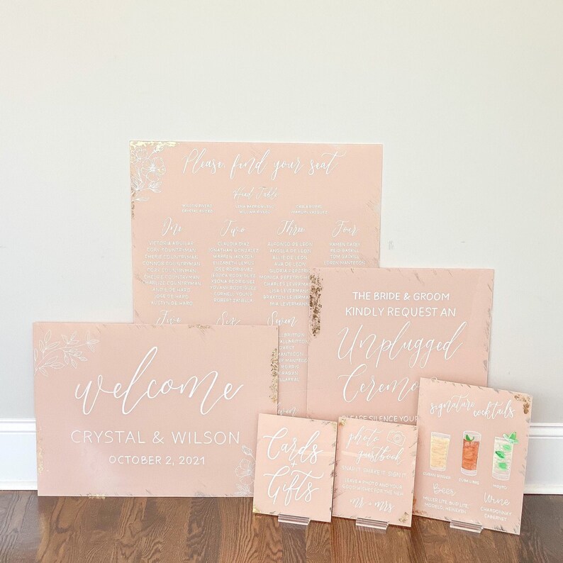 Acrylic Wedding Sign Bundle Wedding Welcome Sign Painted - Etsy