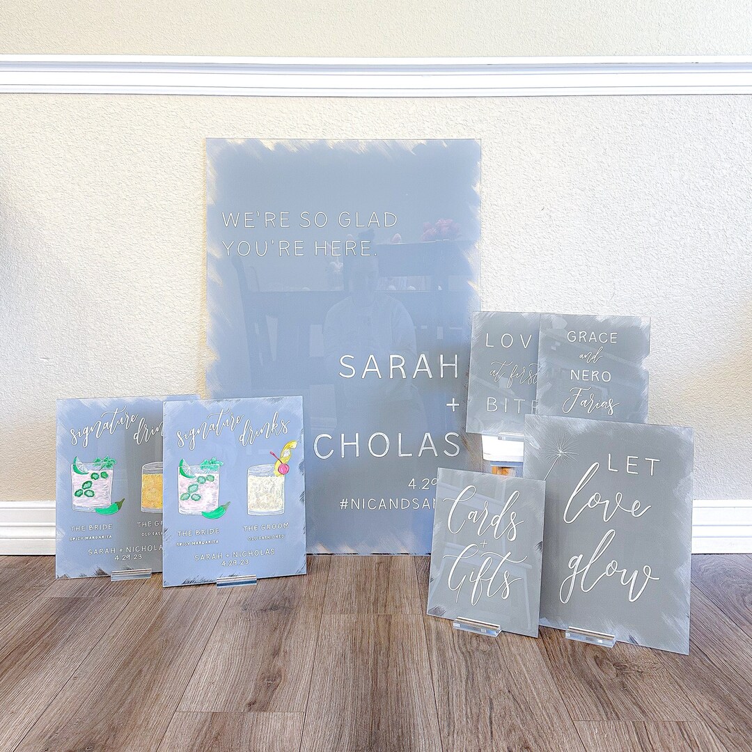 Acrylic Wedding Sign Package / Bundle for Easel and Stands Packages Can ...