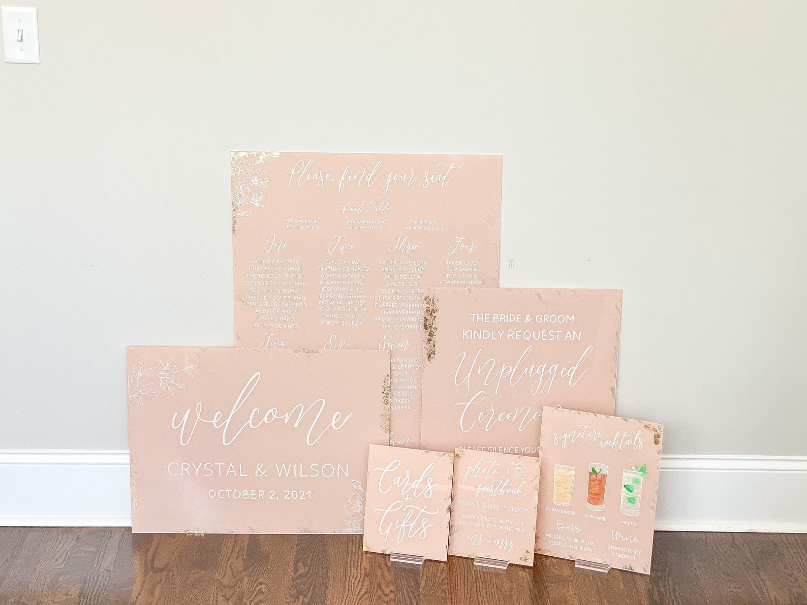 Acrylic Wedding Sign Bundle Wedding Welcome Sign Painted | Etsy