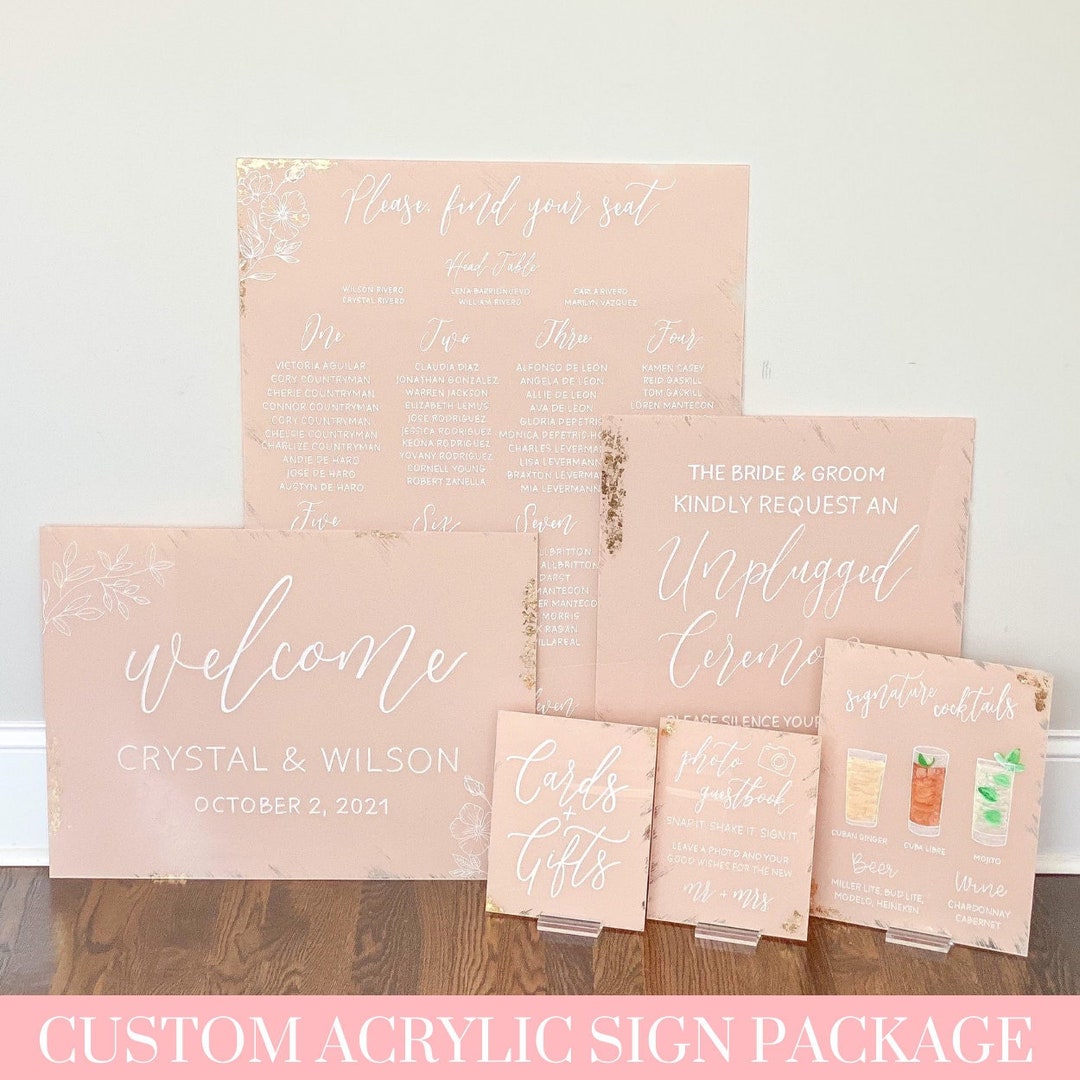 Acrylic Wedding Sign Package/bundle for Easel, With Stands and Seating ...