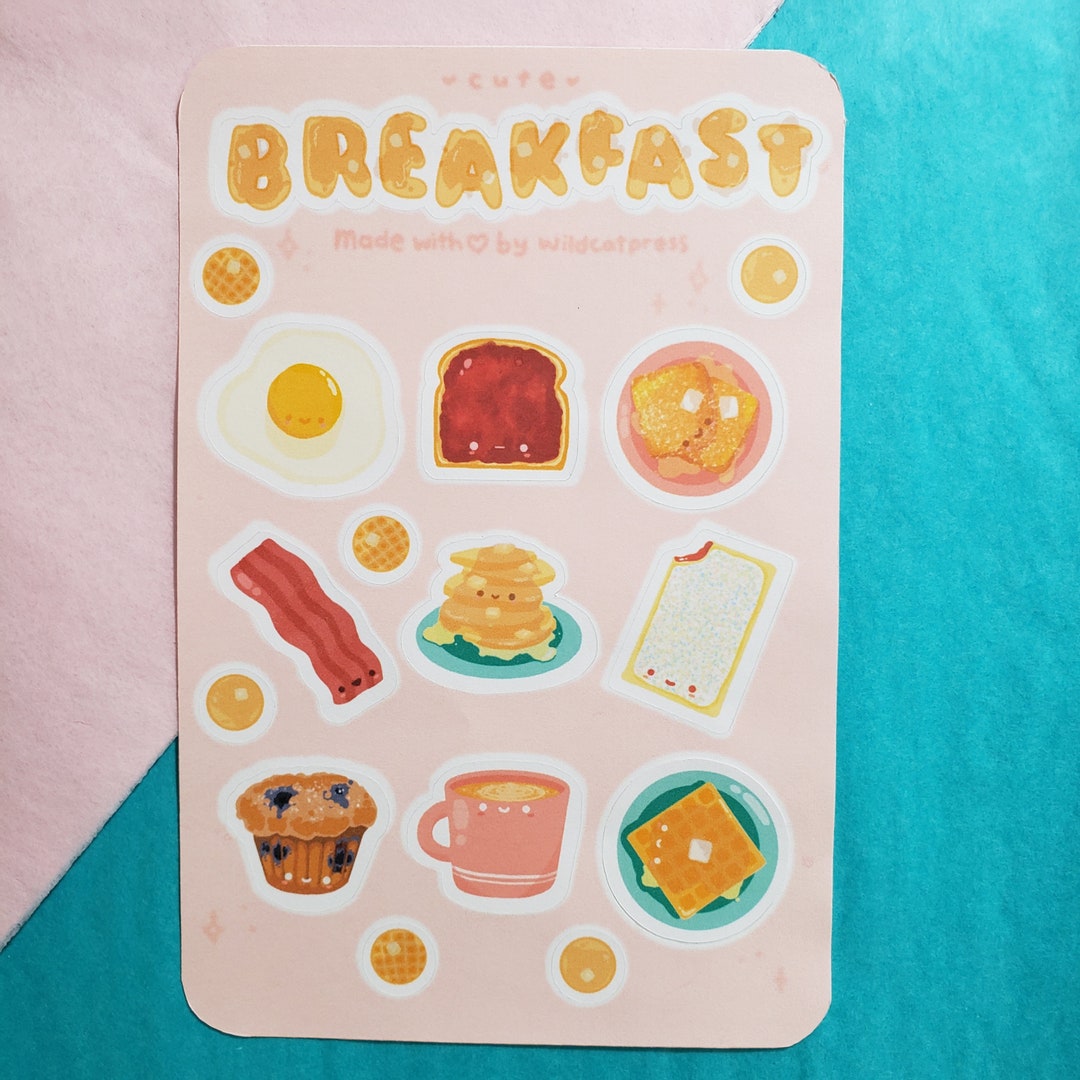 Cute Breakfast Sticker Sheet Kawaii Stickers Cute Stickers Breakfast ...