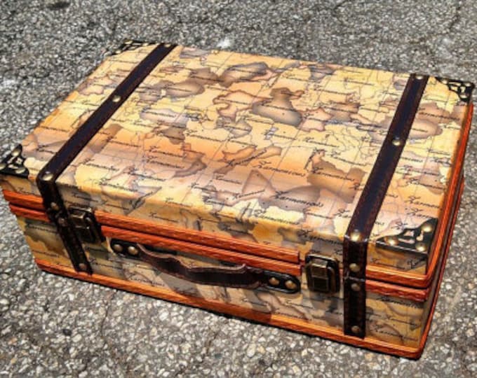 Map Design Old Fashioned Suitcase for Home Decor - Etsy