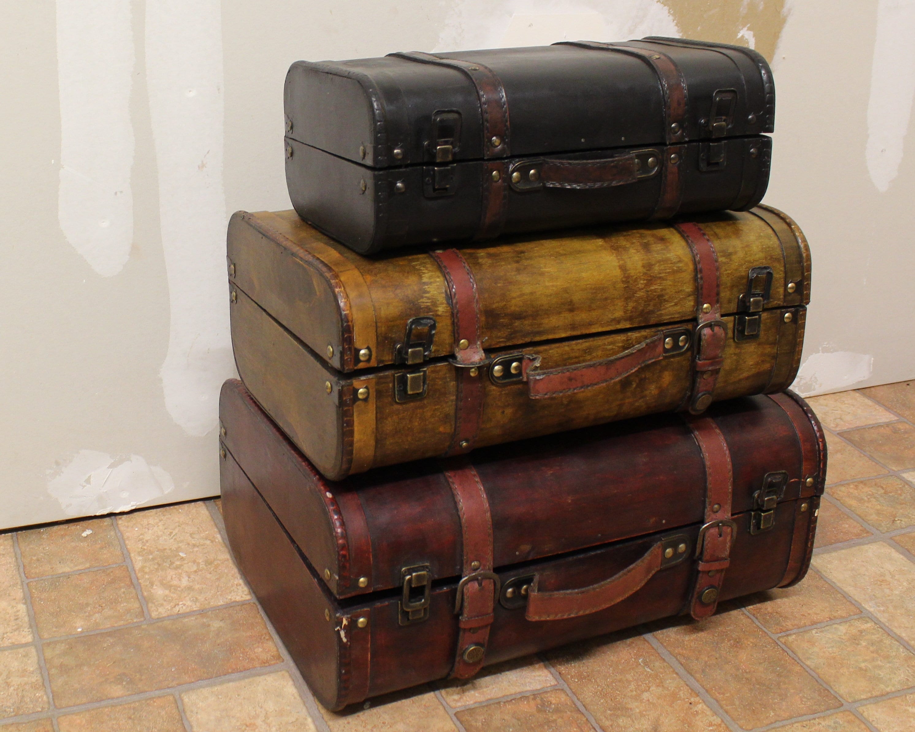 Antique Style Wooden Luggage Suitcases - Etsy