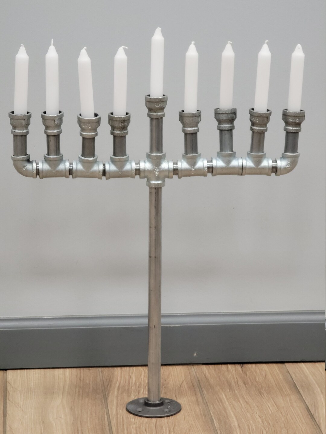 Antique Silver Metal Pipe Hanukkah Menorah - Etsy