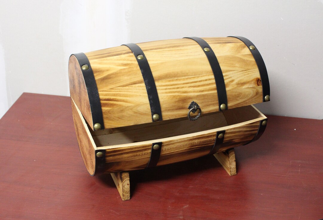 Wooden Barrel Shaped Box - Etsy