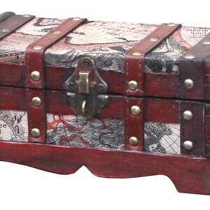 Wooden Treasure Chest With Map Printed Leather Available in 2 Sizes - Etsy