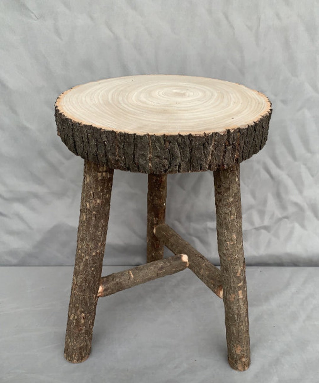 Natural Wooden Accent Stool Side Table - Etsy