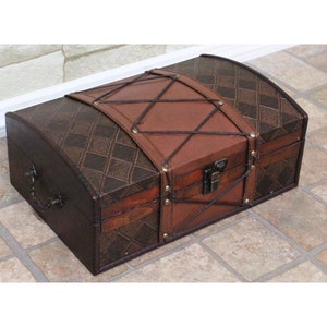 Decorative Wood and Leather Box - Etsy