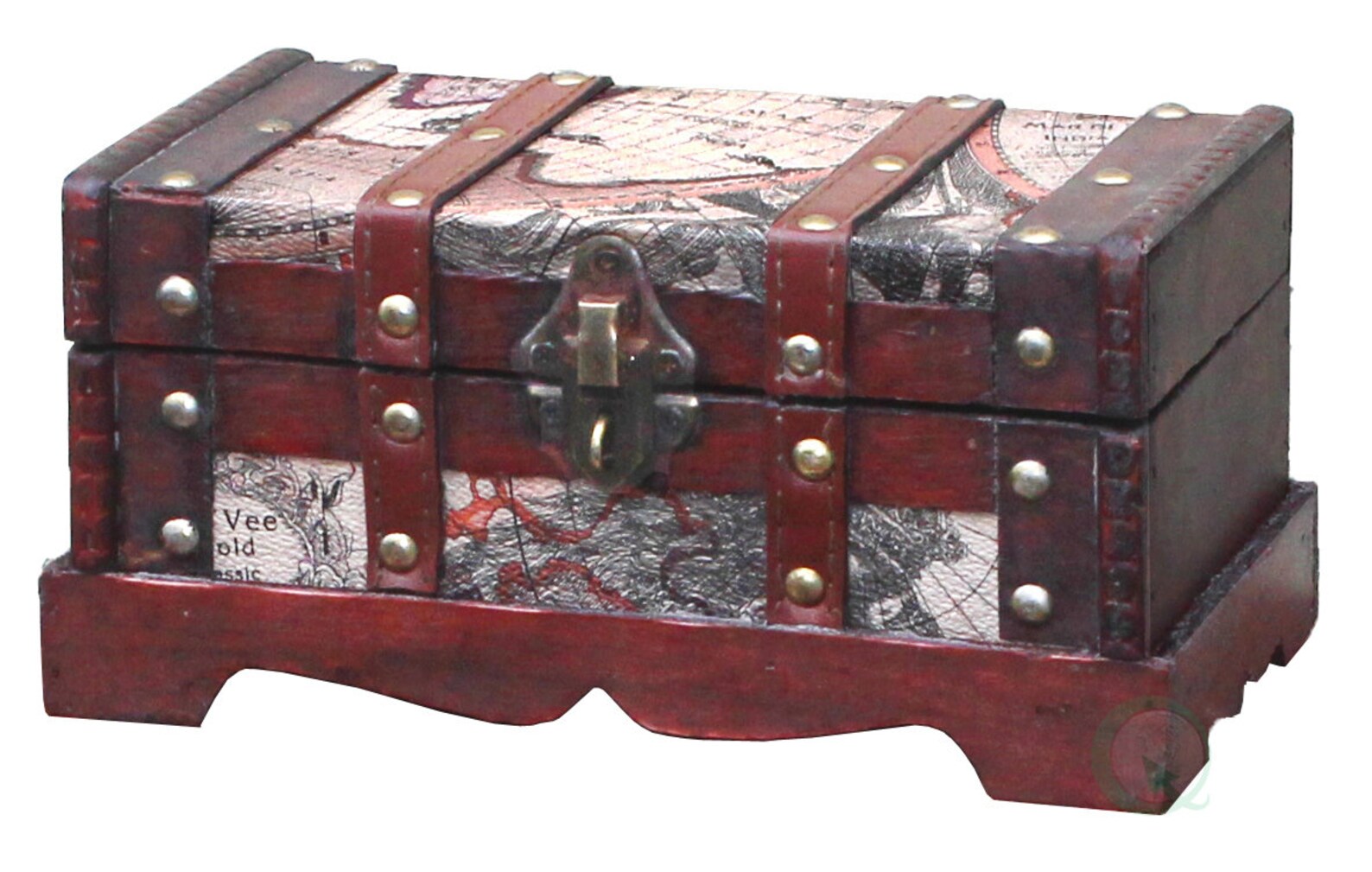 Wooden Treasure Chest With Map Printed Leather Available in - Etsy