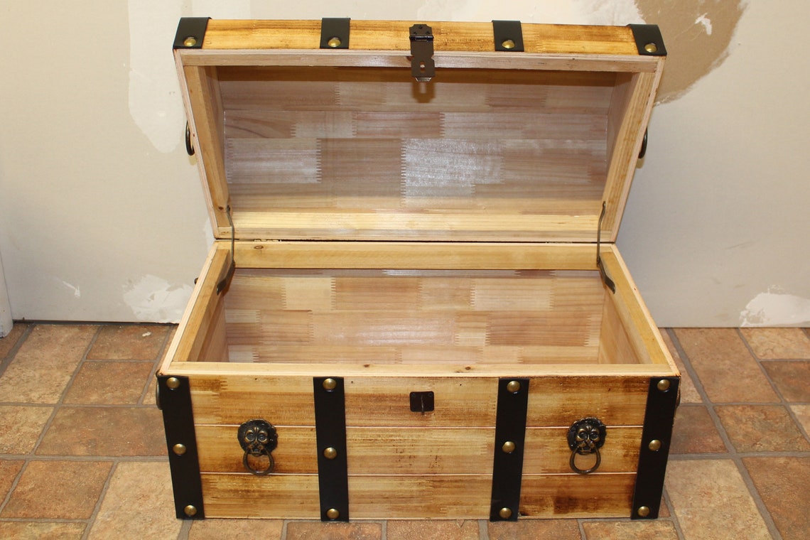 Natural Wooden Treasure Chest - Etsy