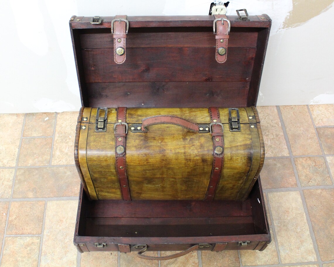 Antique Style Wooden Luggage Suitcases Set of 3 in 3 Colors - Etsy