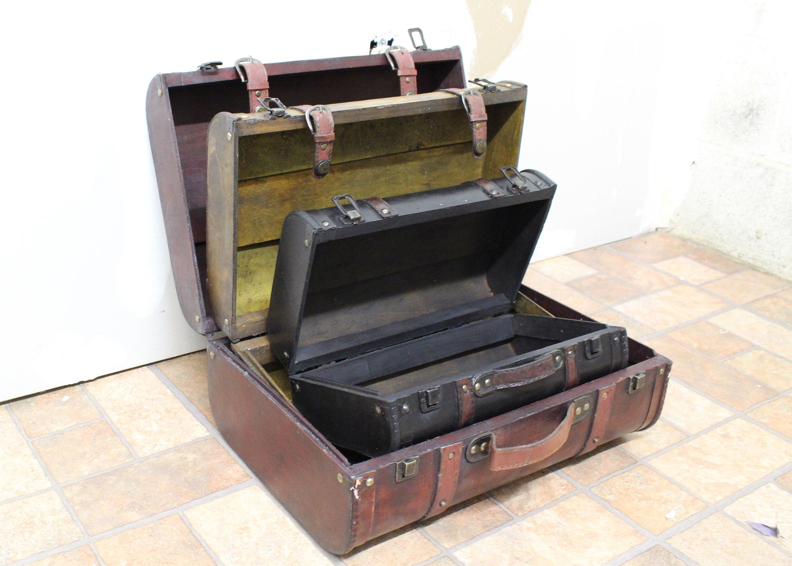 Antique Style Wooden Luggage Suitcases - Etsy