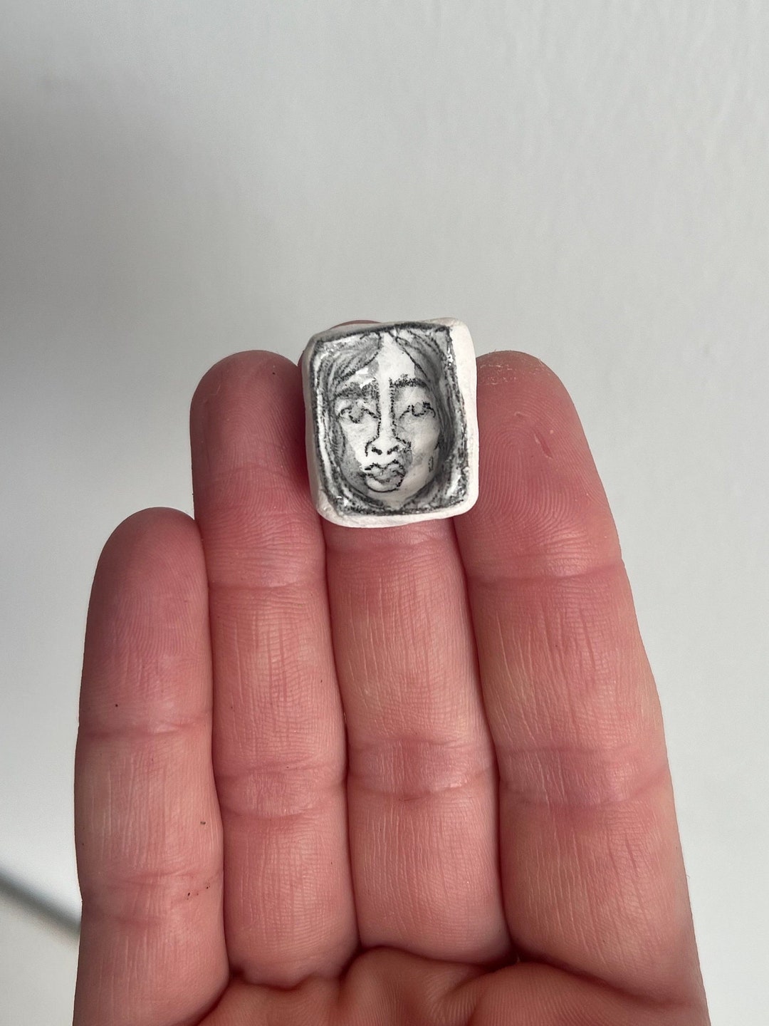 Lady Dish Black and White Tiny Miniature Small Porcelain Pottery ...