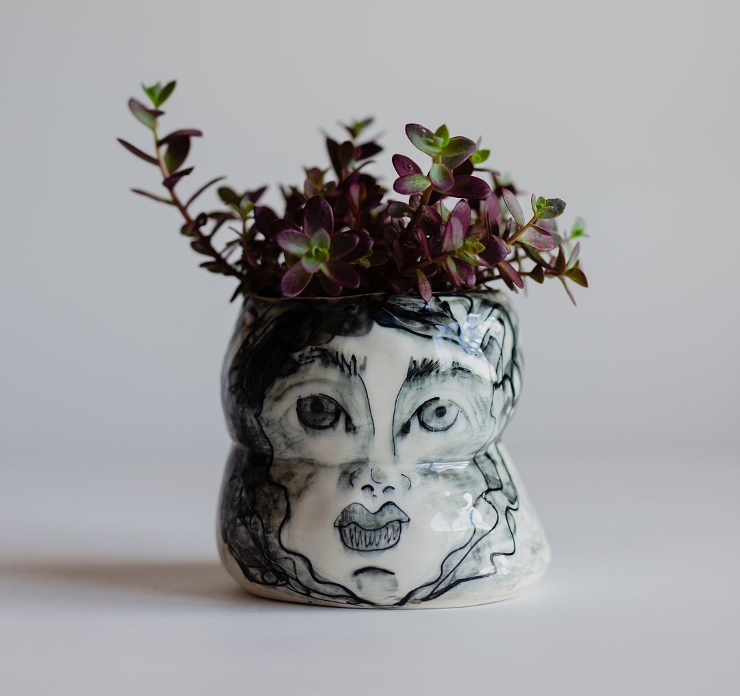 Flower Pot Lady Face - Etsy