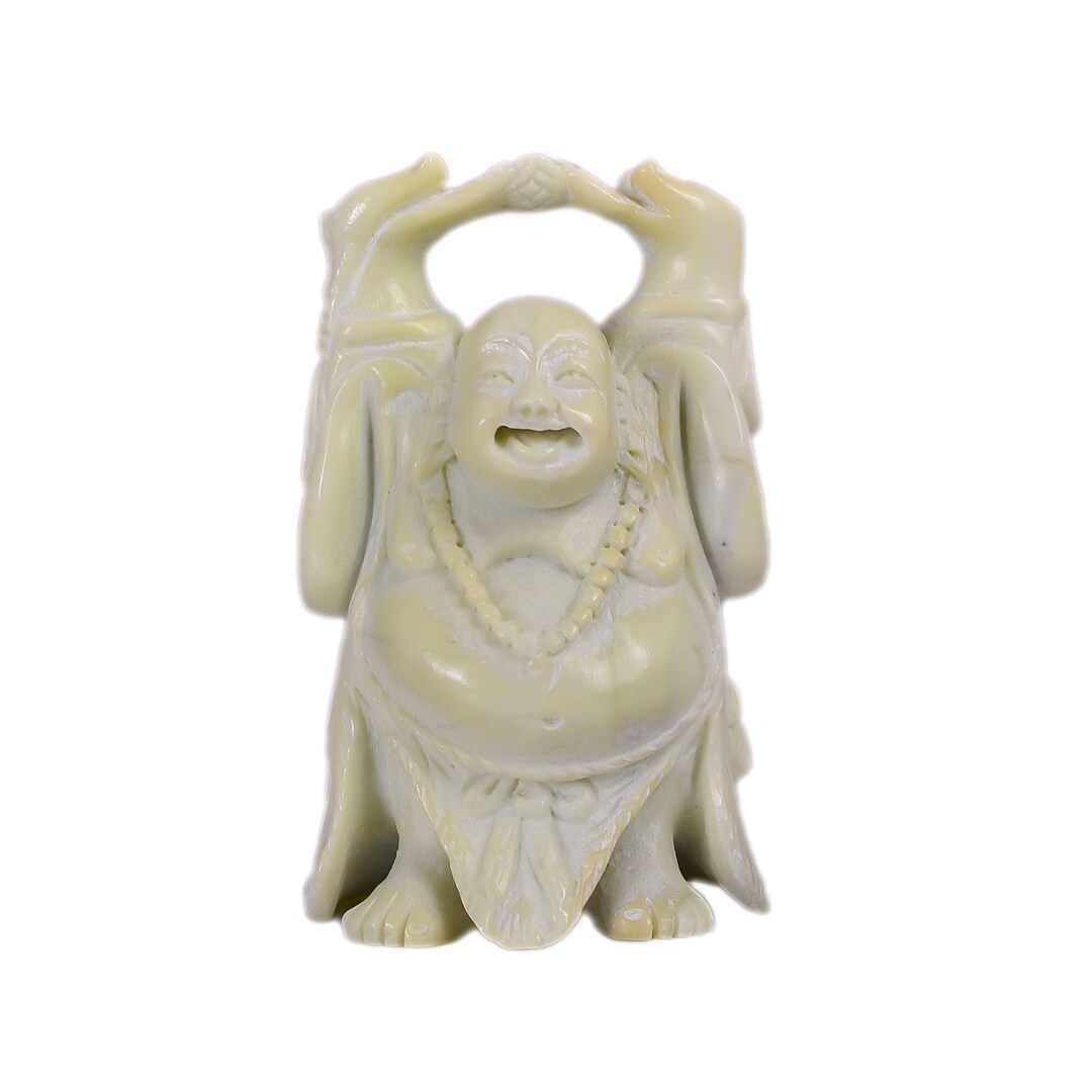 Buddha Statue Happy Laughing Natural Serpentine Good Luck Symbol 665 Ct ...