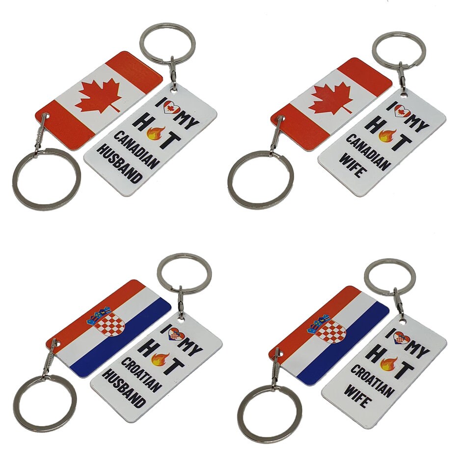 Keyring Keychain for Wife & Husband With Flag India Estonia - Etsy UK